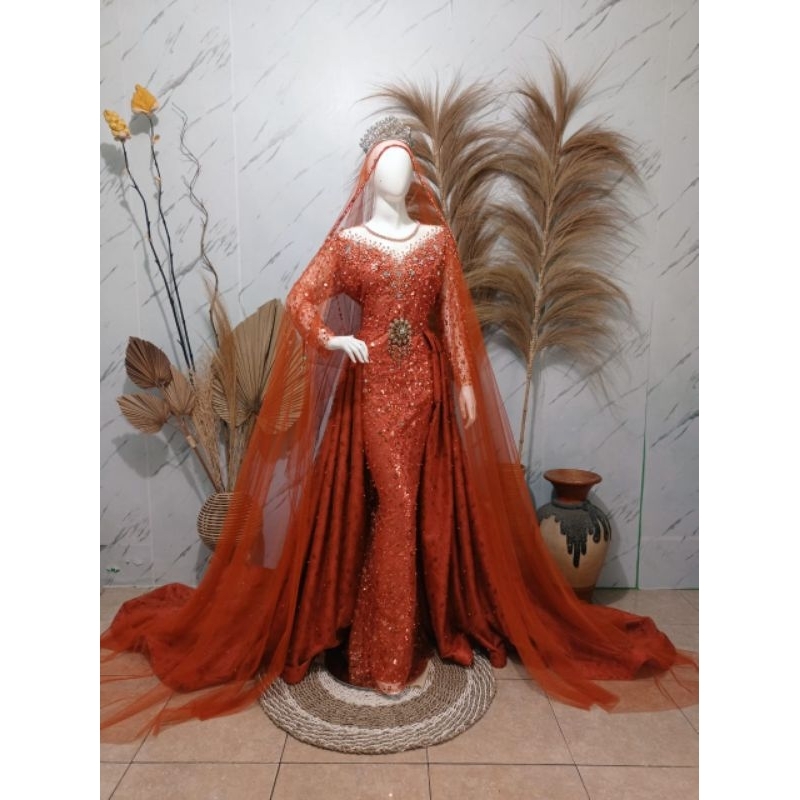 Jual gaun slim teracota model span (ready) | Shopee Indonesia