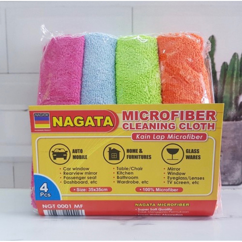 Jual KAIN LAP MICROFIBER NAGATA 35x35cm (4pcs) | Shopee Indonesia
