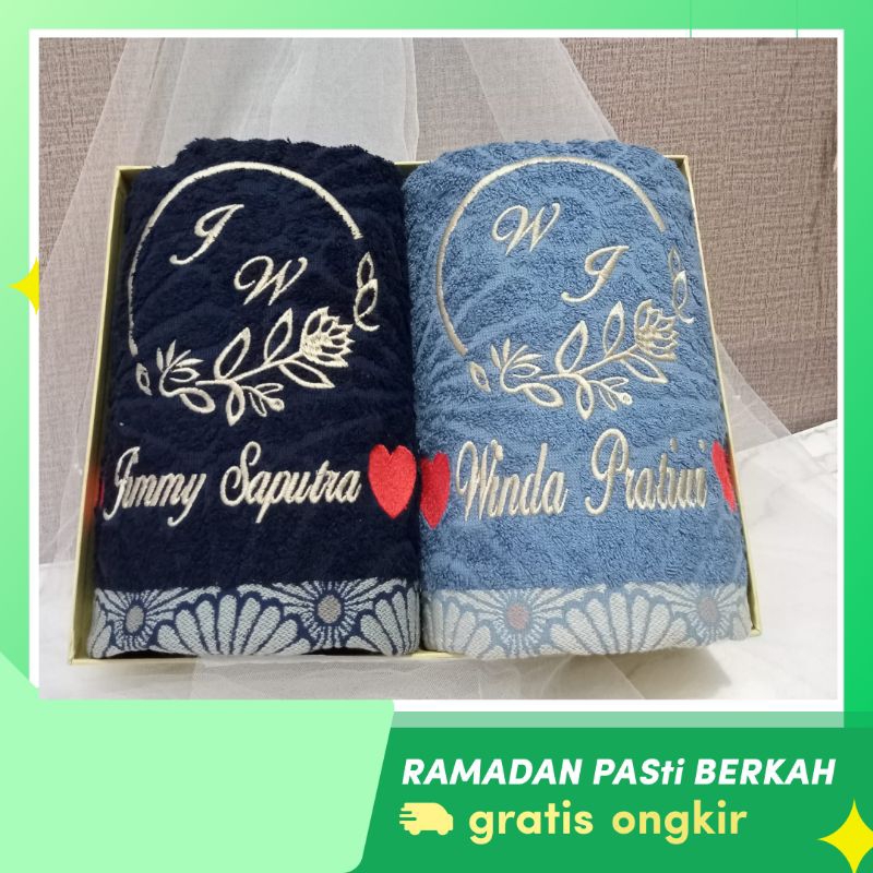 Jual Handuk Couple Wedding Design Handuk Bordir Nama Handuk seserahan ...