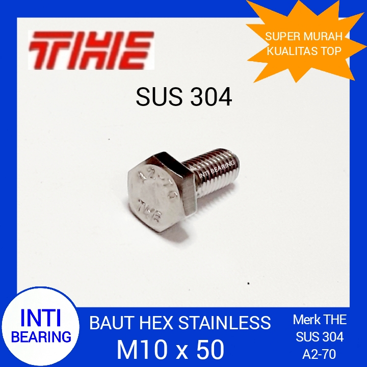 Jual BAUT HEX STAINLESS M10x50 MERK THE M10 x 50 SS SUS 304 HEX SOCKET HEAD CAP SCREW KUNCI HEX ...