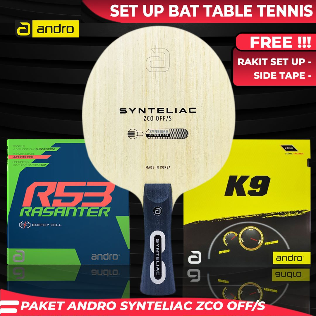 Jual Paket Bat Pingpong Rakitan Synteliac ZCO OFF/S Rasanter R53 Andro K9 | Shopee Indonesia