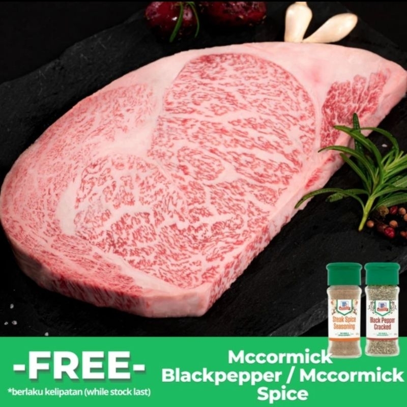 Jual Japanese Wagyu beef ribeye A5 steak 1cm | Shopee Indonesia