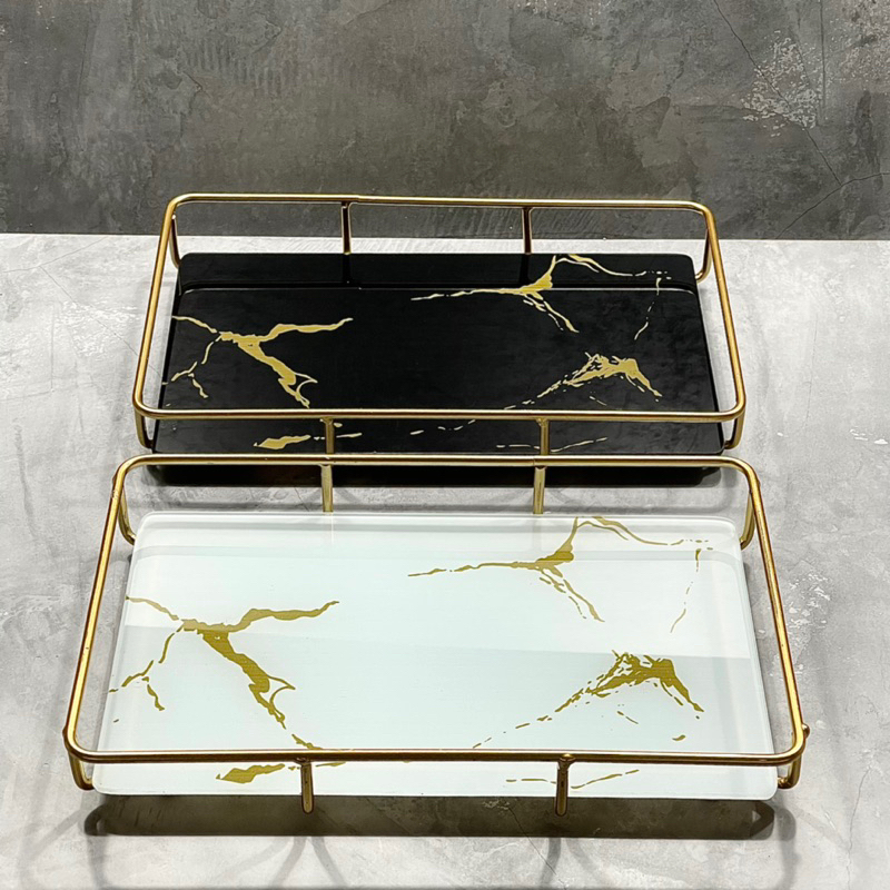 Jual ZEN Marble Tray Kaca Persegi / Pajangan Nampan Estetik | Shopee ...