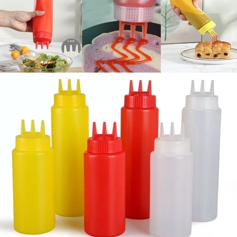 Jual Botol Tempat Saus 3 Lubang Lancip Isi Ulang | Wadah Reffil Saos ...