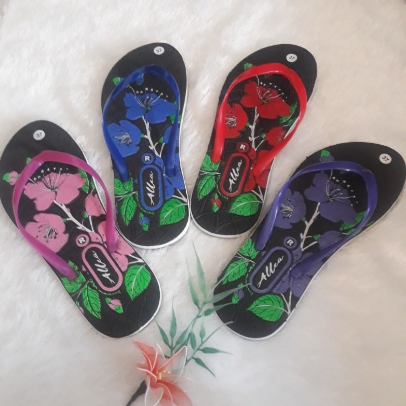 Jual sandal jepit motif bunga sepatu | Shopee Indonesia