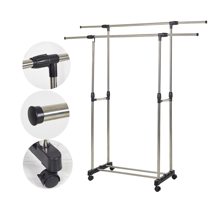 Jual SHENAR Double Stand Hanger dengan 4 Roda atau Daisy Double Pole ...