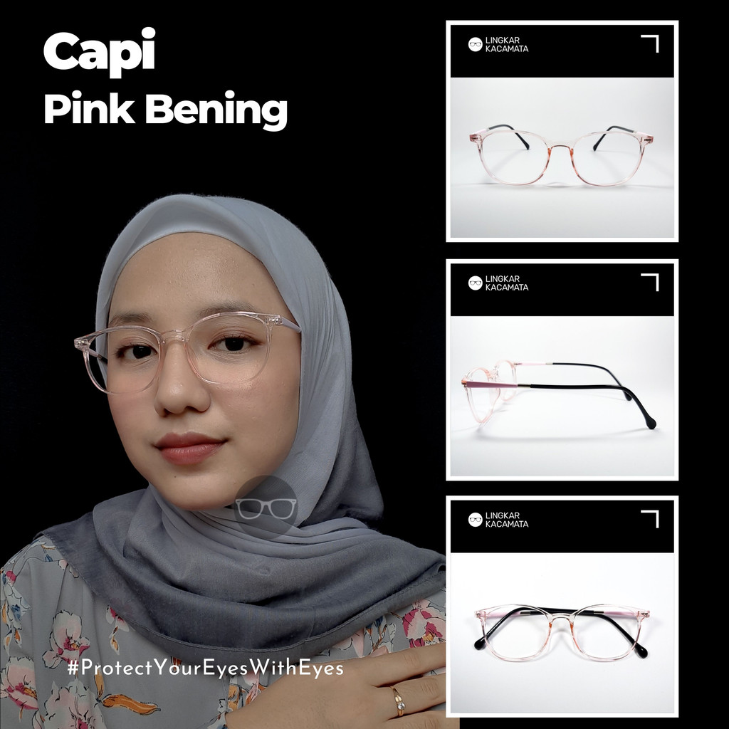 Jual Kacamata CAPI Pink Bening Minus Bluray Anti Radiasi Photochromic ...