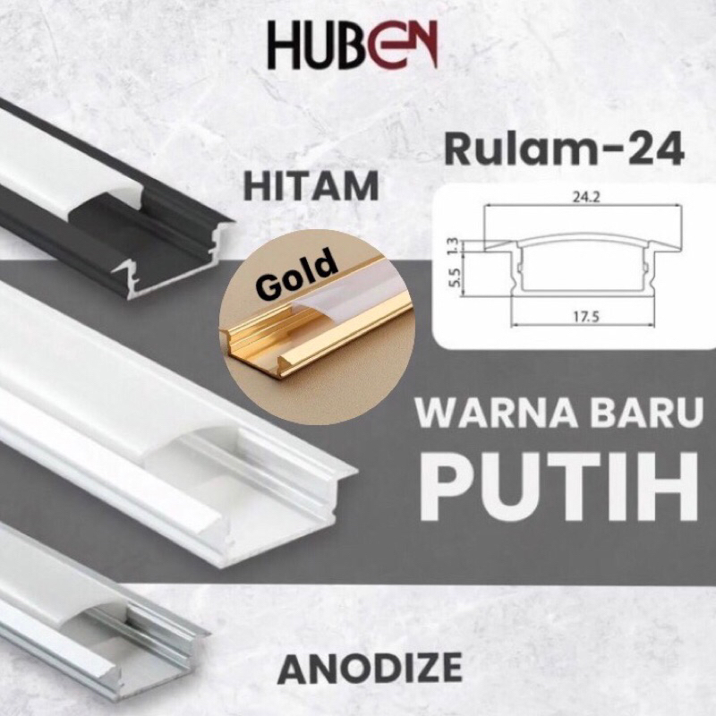 Jual List Rel Rumah Lampu HUBEN RULAM-24 Led Strip Alumunium Acrylic ...