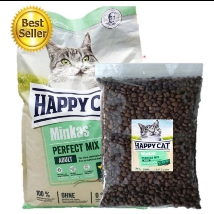 Jual MAKANAN KUCING HAPPY CAT MINKAS PERFECT MIX REPACK 1KG | Shopee ...