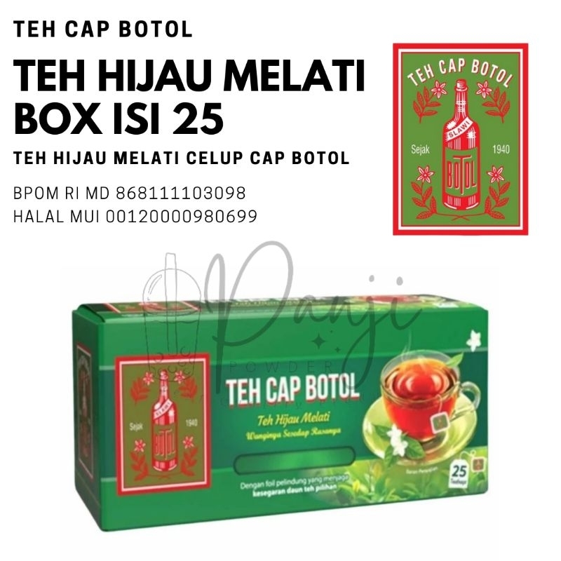Jual TEH CELUP CAP BOTOL HIJAU ISI 25 TEABAGS TEH HIJAU MELATI TEH ...