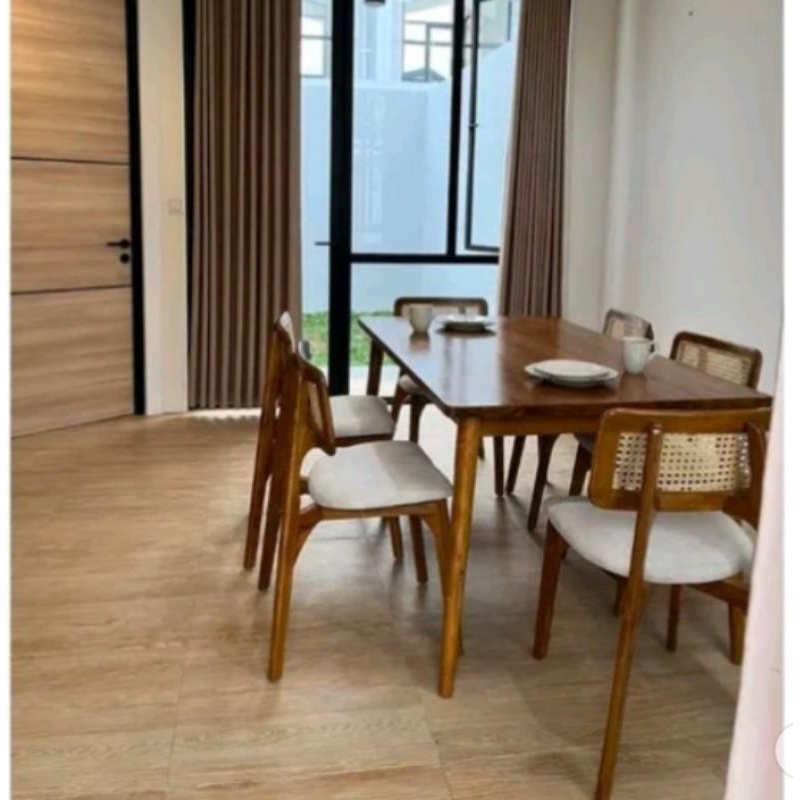 Jual meja makan rotan 160x90 kursi 4 kayu jati | Shopee Indonesia