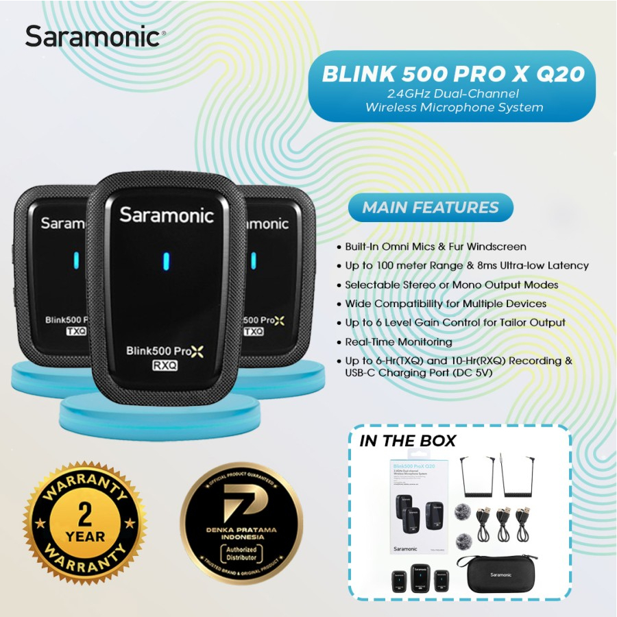 Jual Saramonic Blink500 ProX Q20 Dual-Channel Wireless Microphone System | Shopee Indonesia