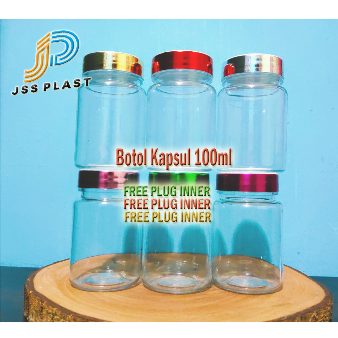 Jual Botol Kapsul Isi 30 / Botol Obat kapsul bulat bening 100 ml + Plug ... Jual Botol Kapsul Isi 30 / Botol Obat kapsul bulat bening 100 ml + Plug ...