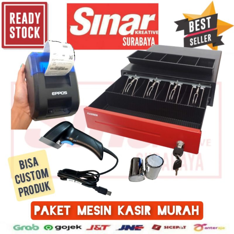 Jual PRINTER BLUETOOTH 58MM + LACI KASIR 35x33CM + BARCODE SCANNER 2D ...