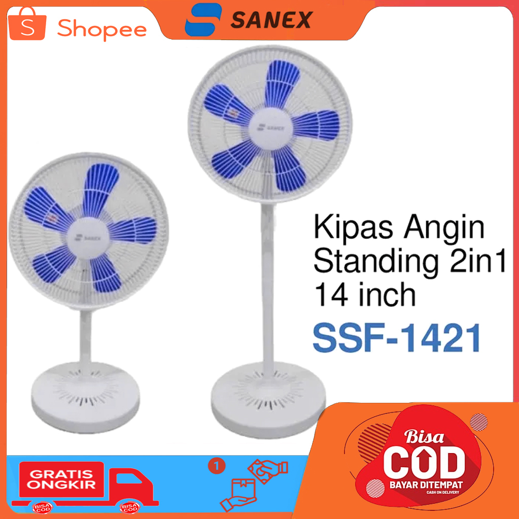 Jual KIPAS SANEX Stand & Desk Fan Kipas Angin Meja & Berdiri 2 IN 1 14 ...