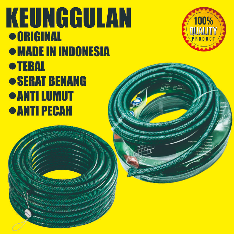 Jual SELANG AIR 10 METER 1/2 5/8 3/4 SERAT BENANG HIJAU ANTI LUMUT / SELANG AIR TAMAN KEBUN COD ...
