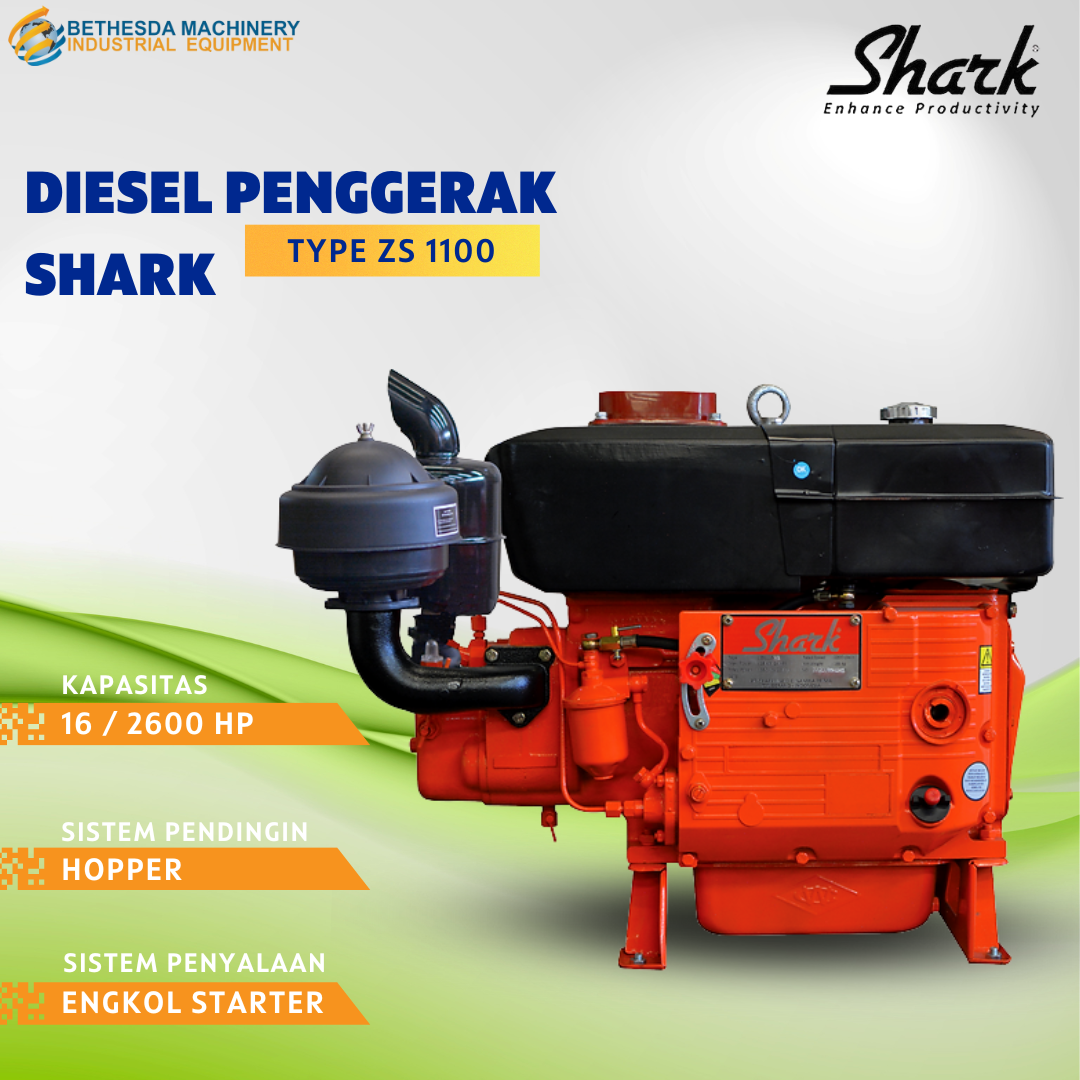 Jual Mesin Penggerak Shark ZS 1100 WO 16HP / 16 HP - Diesel Engine 16PK | Shopee Indonesia