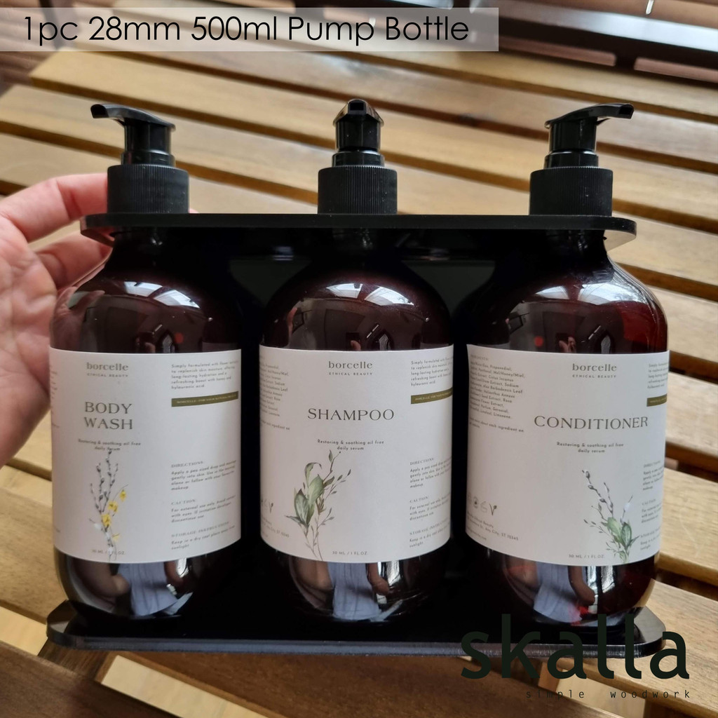 Jual Botol Soap Shampoo Dispenser Bottle 500ml Amber Pump with Label ...