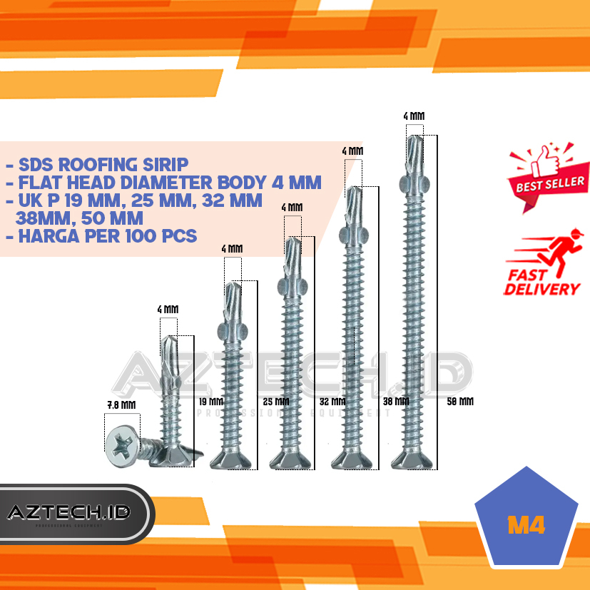 Jual sekrup sds roofing sirip GRC / baja ringan 100pc | Shopee Indonesia