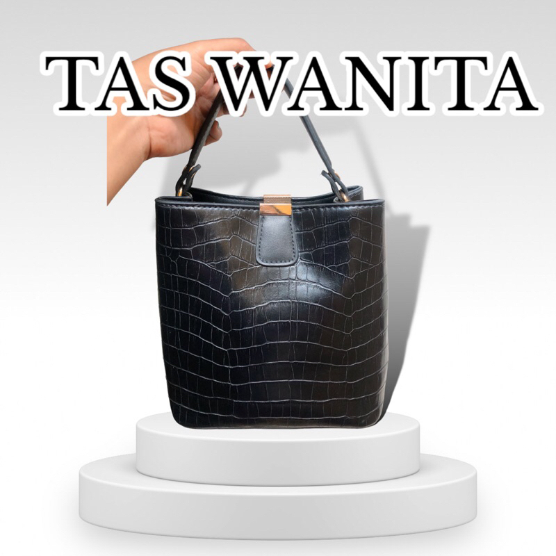 Jual TAS FASHION WANITA CROCO HITAM BLACK | Shopee Indonesia