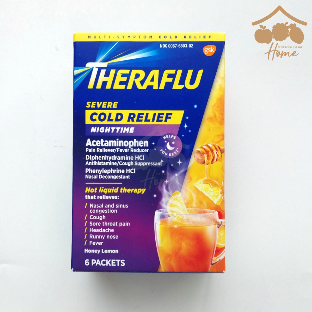 Jual Theraflu Nighttime Severe Cold & Cough Relief Honey Lemon Tea 6 ...