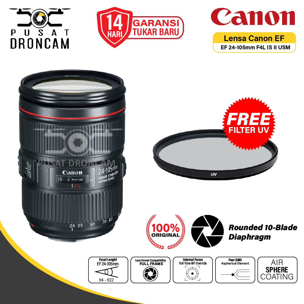 Jual Lensa Canon Ef 24-105mm F4L IS II USM / 24-105mm F4 L IS II USM DSLR | Shopee Indonesia