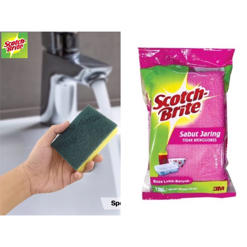 Jual SPONS SABUT JARING PINK SCOTCH BRITE 3M ANTI GORES SABUT CUCI ...
