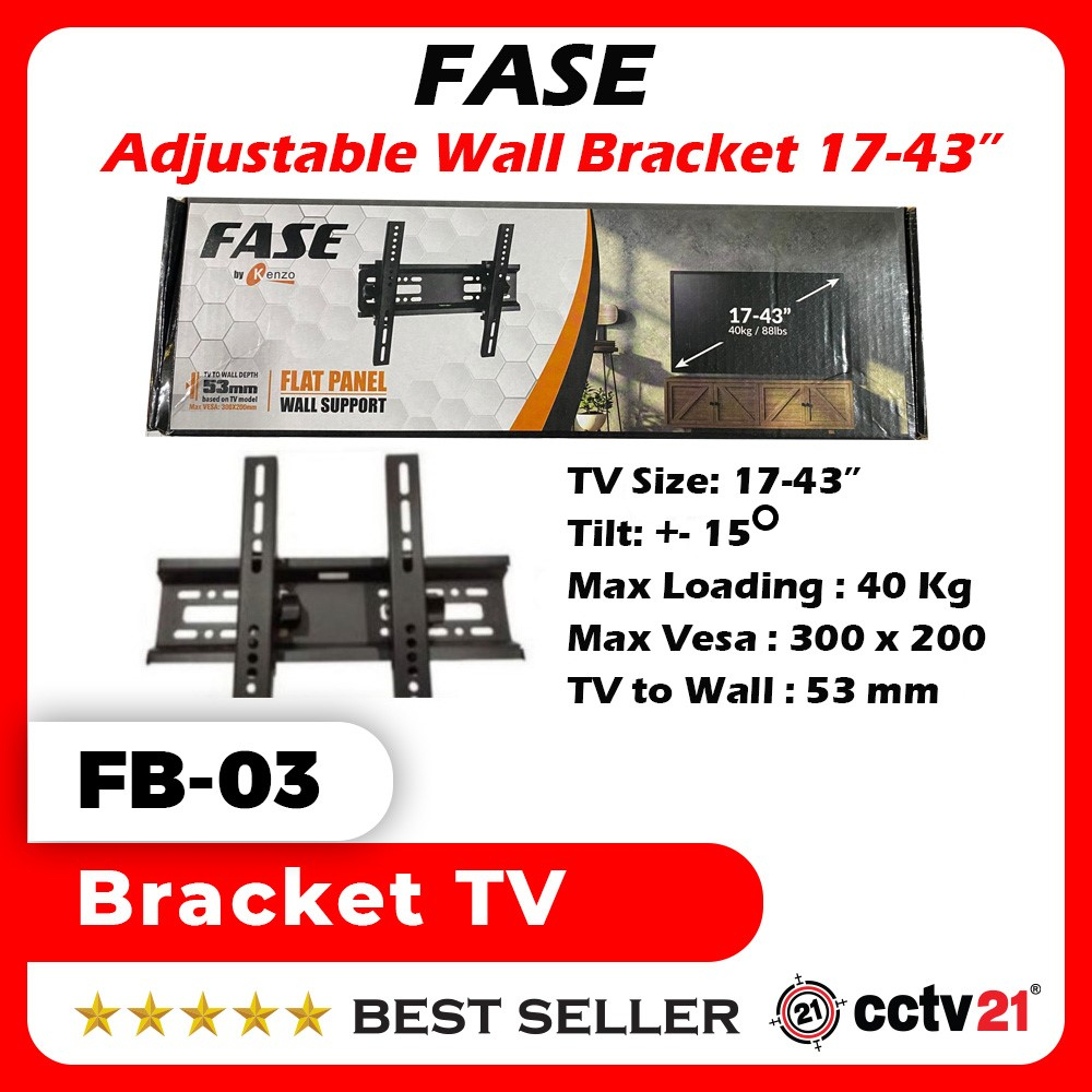 Jual Bracket Wall TV Monitor LED LCD 17 inch- 42 inch FASE FB-03 Tilt ...