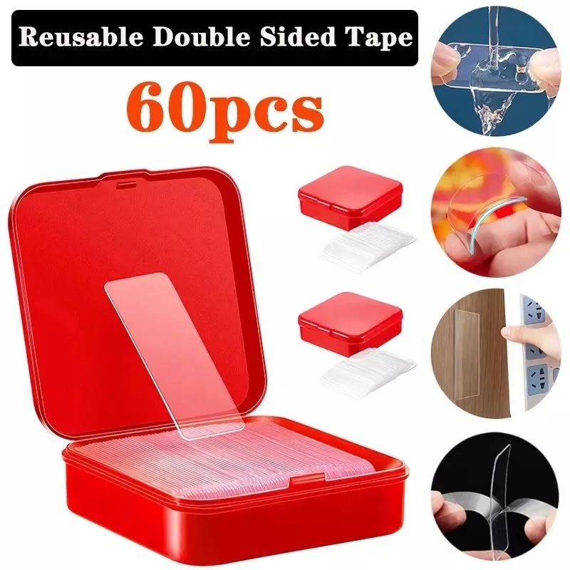 Jual DOUBLE TAPE MINI ISI 60PCS BOX TRANSPARAN 2 SISI / LAKBAN MINI ...