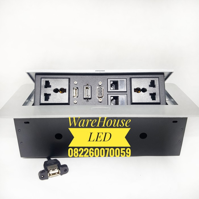 Jual Stop Kontak Meja Flip Up Stopkontak Table Socket SILVER Meeting ...