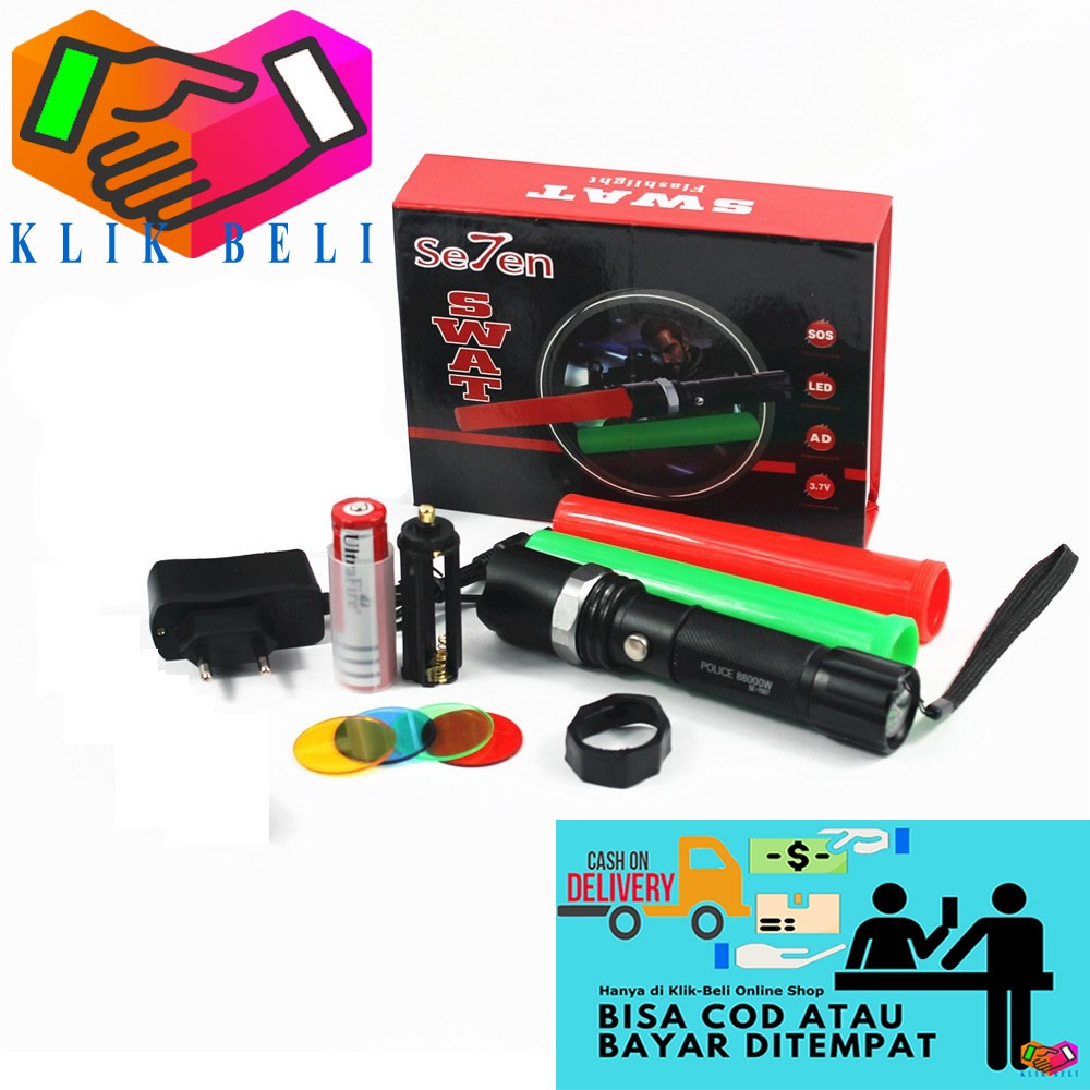 Jual Senter Swat Police 2 Lalin LED Double 2 Cone Flashlight Lalu ...