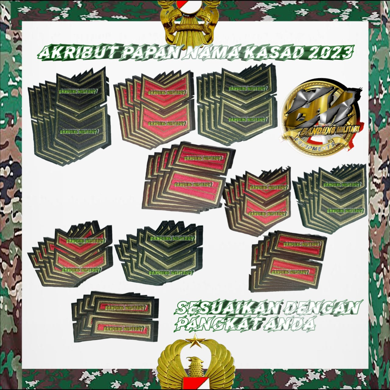 Jual Papan Nama PDL TNI AD Terbaru Bordir Akribut Pangkat Prada Pratu Praka Serda Sertu Serka ...