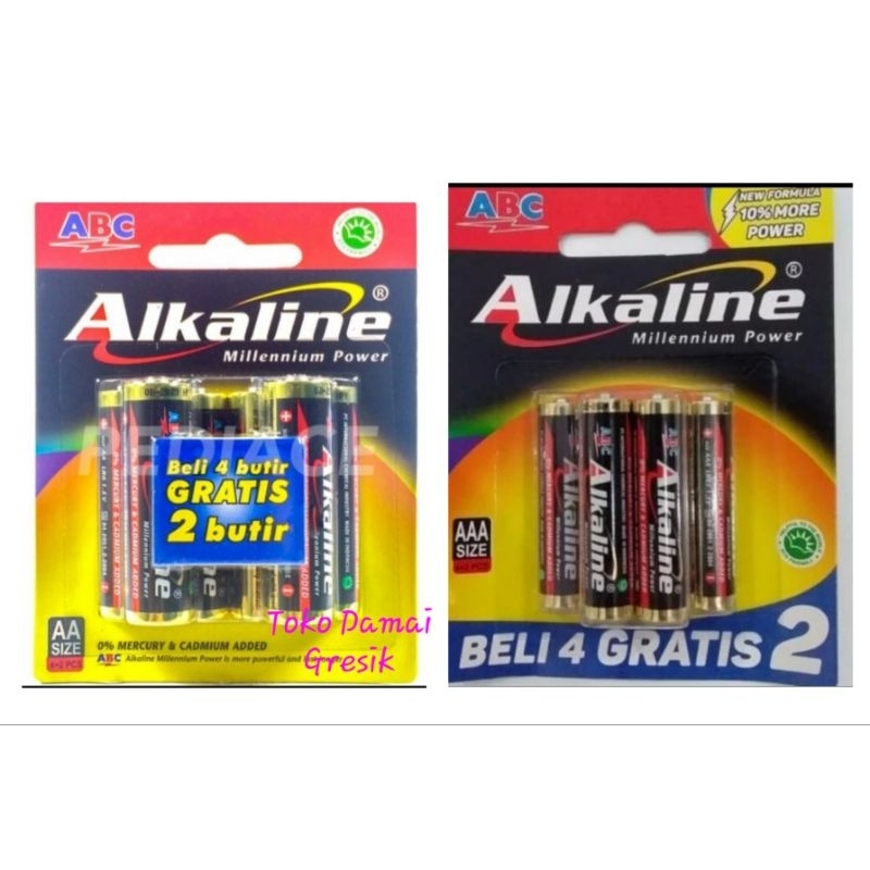 Jual ABC alkaline AAA AA isi 6 A2 A3 (4+2) | Shopee Indonesia