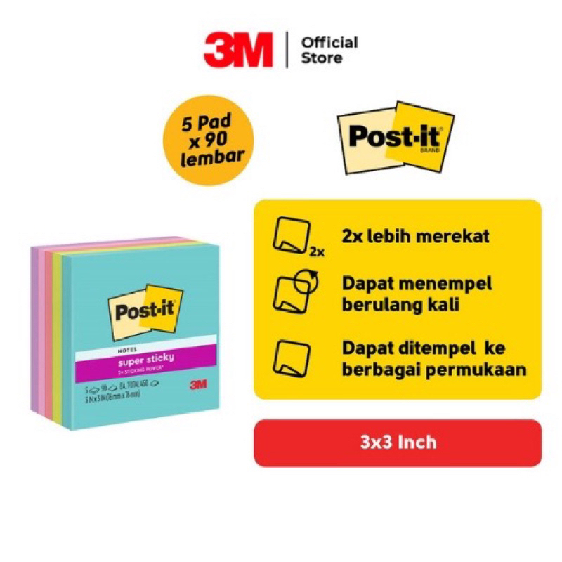 Jual 3M Post-it Super Sticky Notes Supernova Neons 654-5SSMIA / Memo ...
