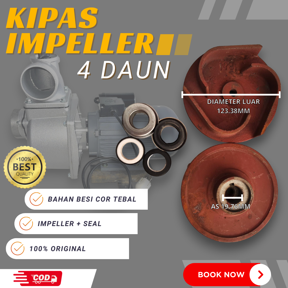 Jual Kipas impeller alkon diesel 3 dim 4 daun bahan besi cor pompa air ...