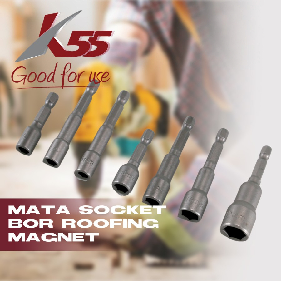 Jual K55 Mata Socket Bor Roofing 12x65mm MAGNETIC NUT SETTER | Shopee ...