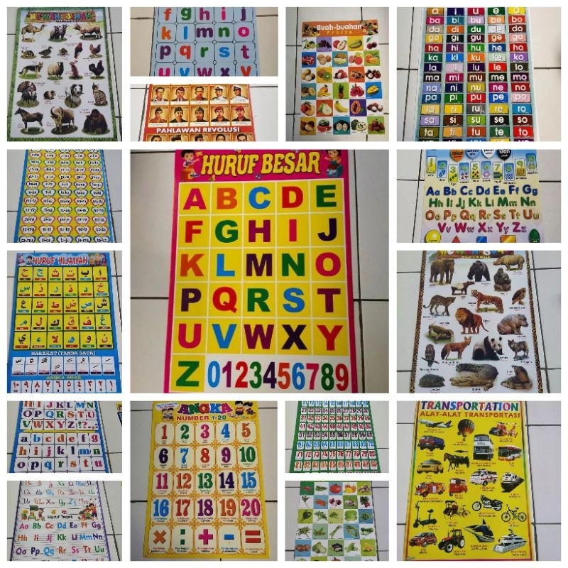 Jual Poster Edukasi Anak l Poster Abjad A-Z l Angka l Huruf Hijaiyah l ...