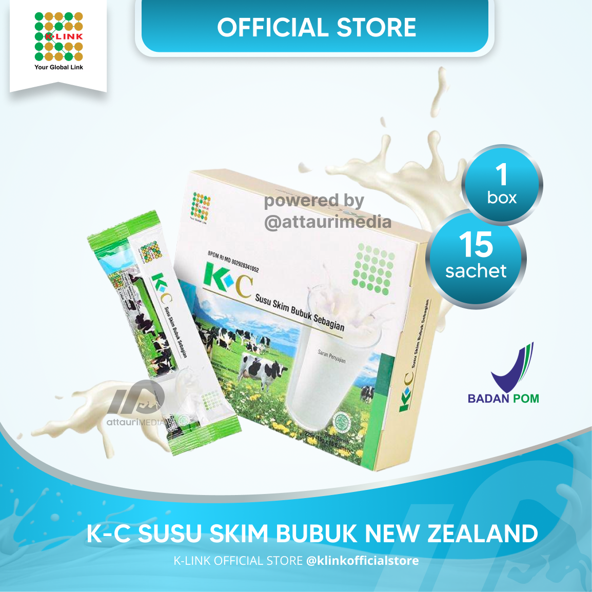 Jual K-C Susu Skim Bubuk (1 Box isi 15 Sachet) Susu Skim K-Link ...