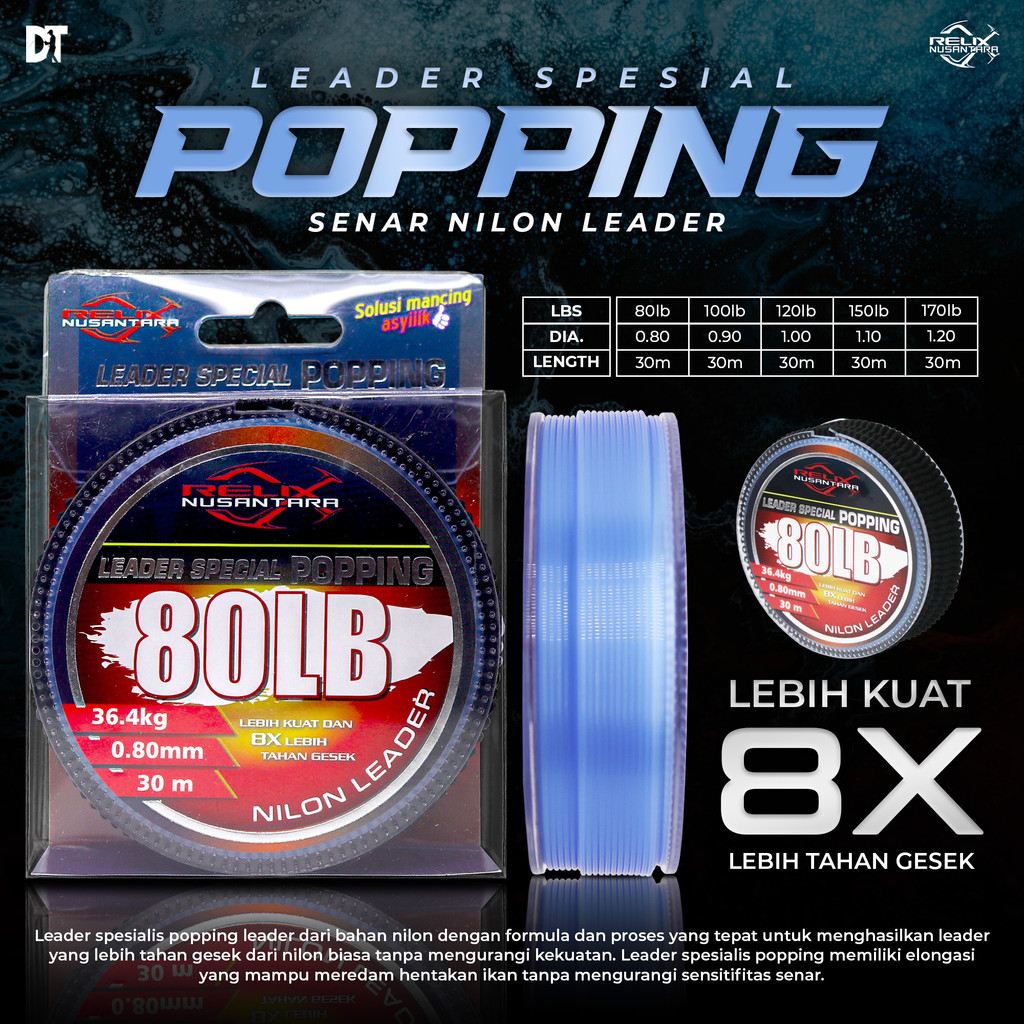 Jual Senar Leader Spesial Popping Relix Nusantara Benang Pancing 30 Meter Size 80 100 120 150 ...