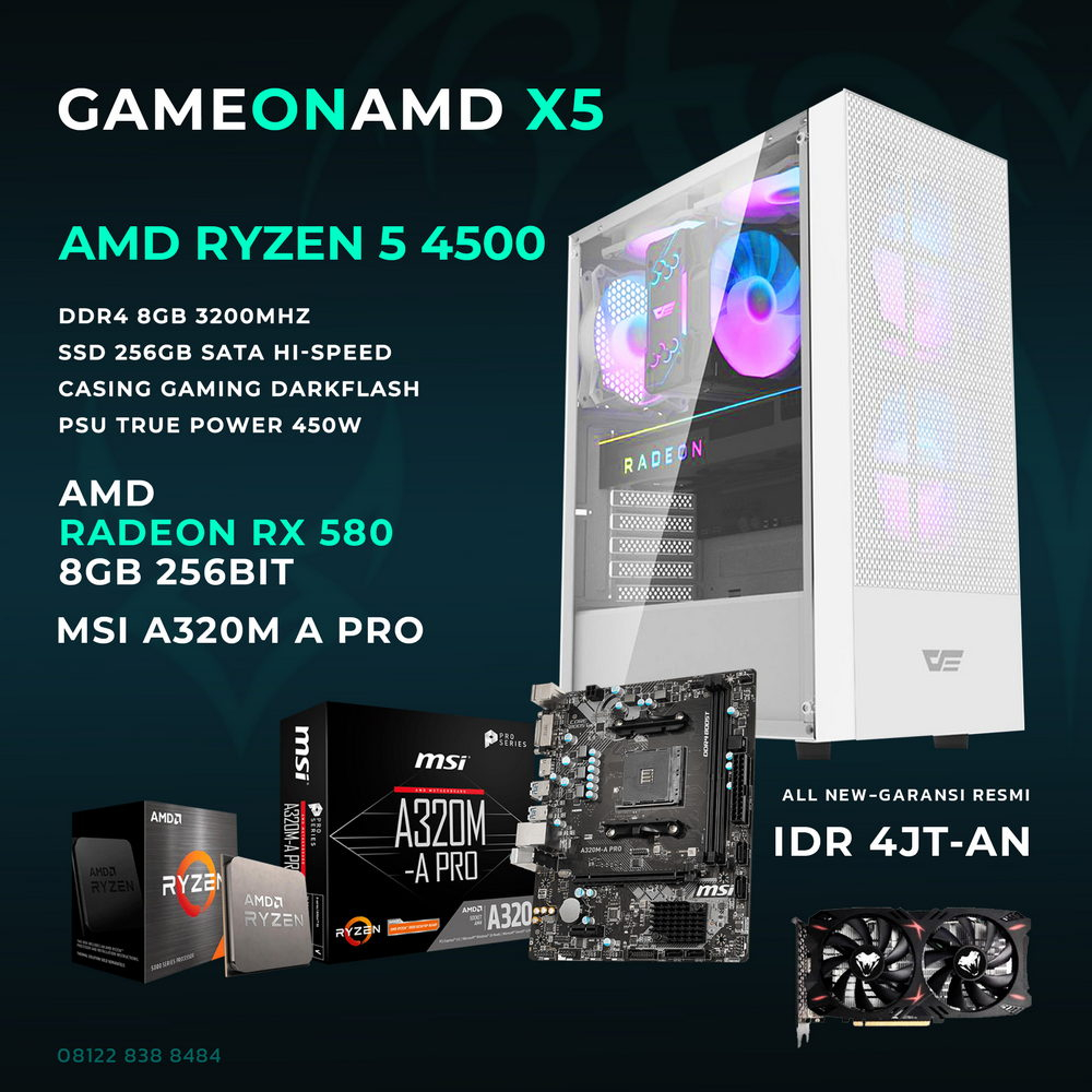Jual PAKET PC GAMING AMD RYZEN 5, RAM 8GB, SSD 256GB, RX 580 8GB, ALL ...