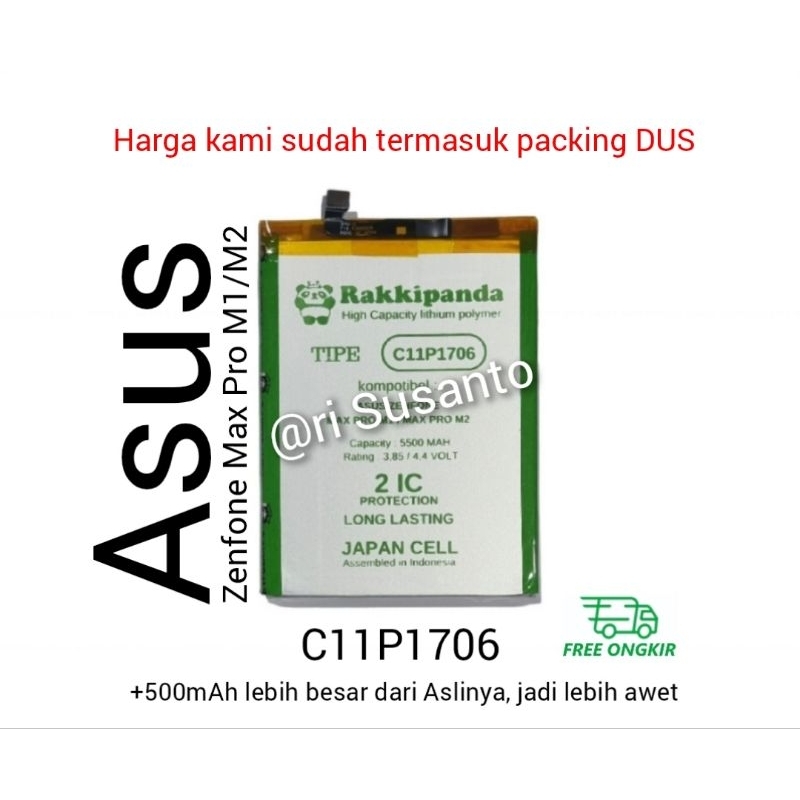Jual Baterai Rakkipanda C11P1706 For Asus Zenfone Max Pro M1 X00TD ...