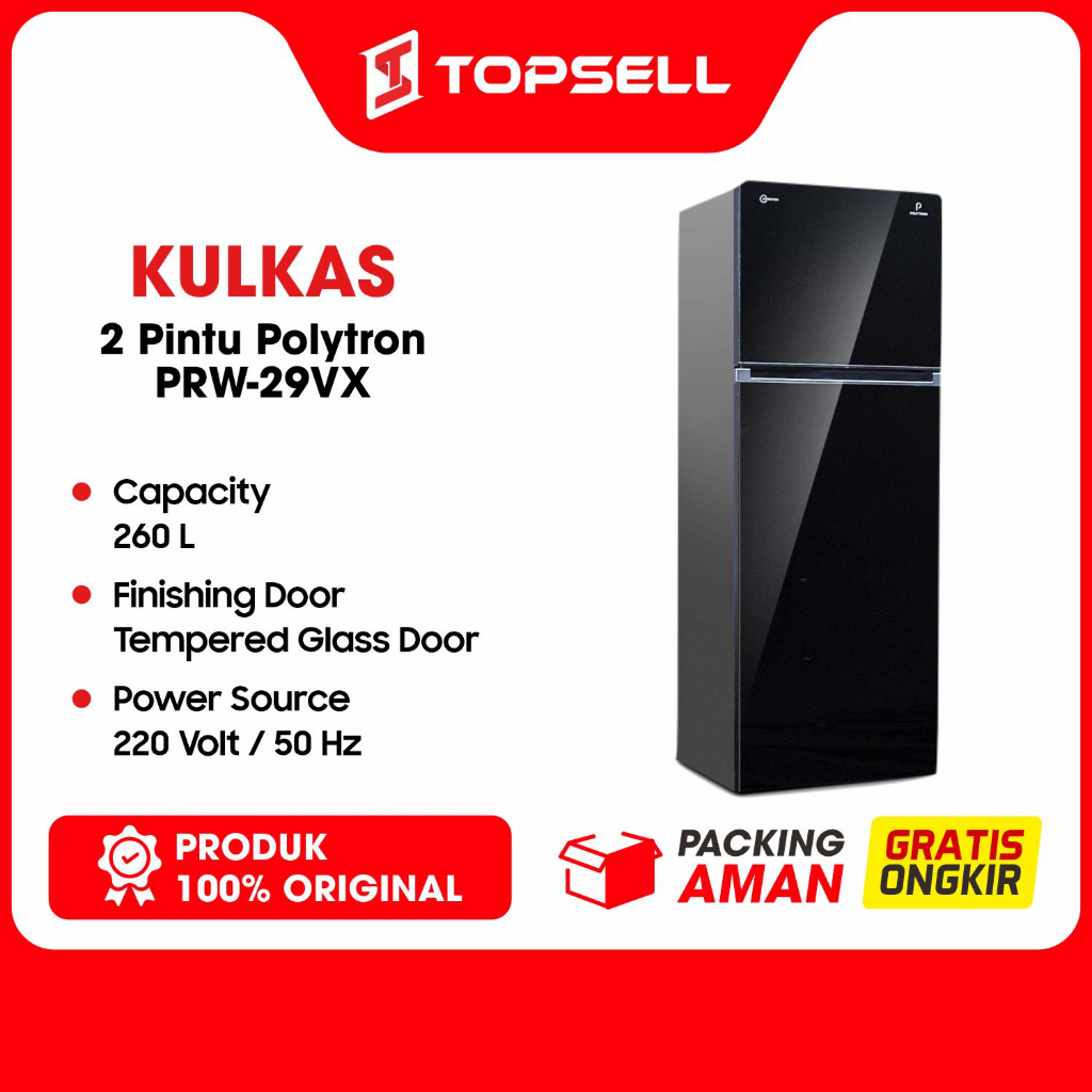 Jual POLYTRON Belleza JUMBO Inverter Kulkas 2 Pintu 260 Liter PRW 29V ...