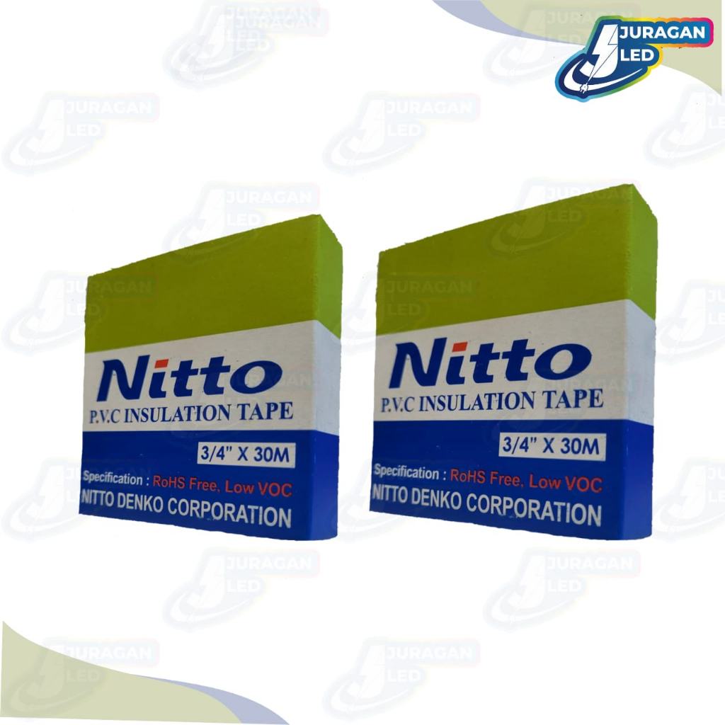 Jual ISOLASI NITTO LISTRIK ORIGINAL TAPE HITAM PVC KABEL NITO 3/4" 30m ...
