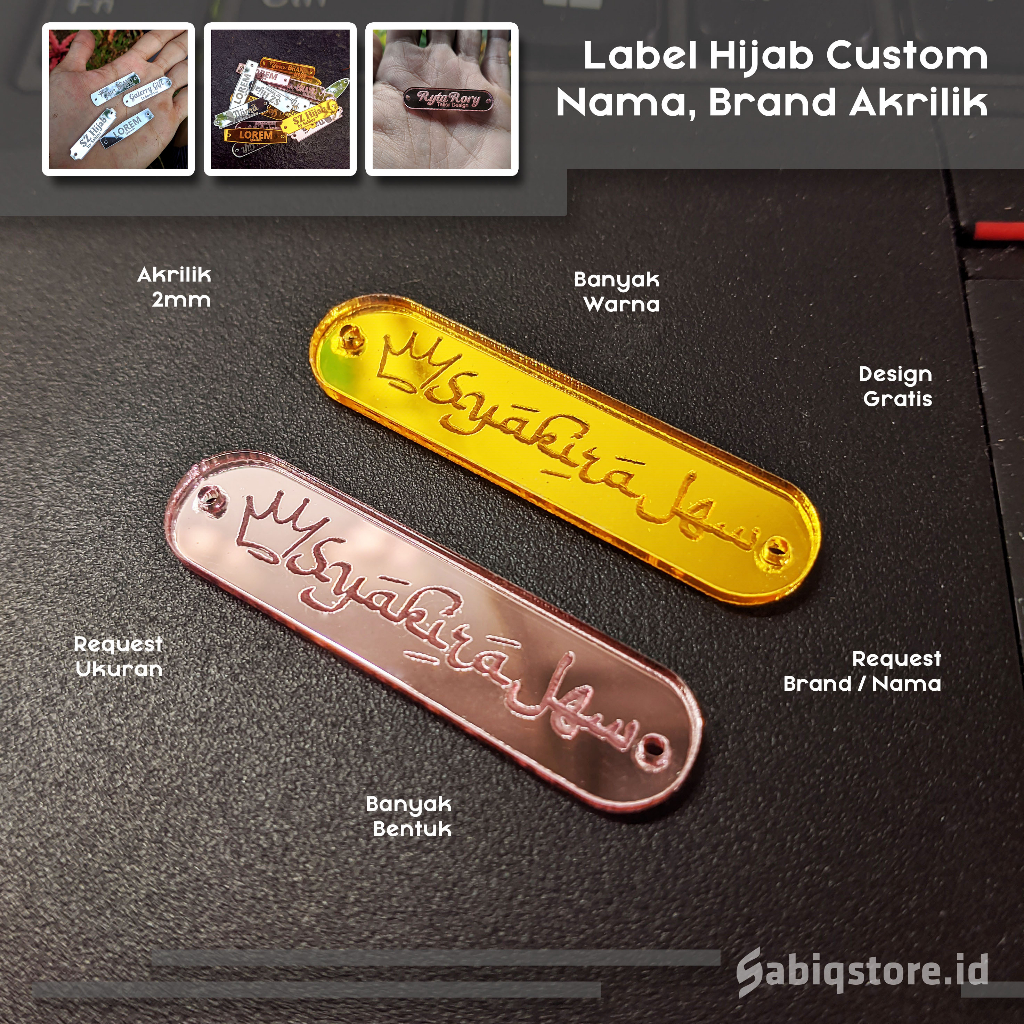 Jual [PAKET MURAH 50 PCS] Label Akrilik Label Custom Label Hijab Label ...