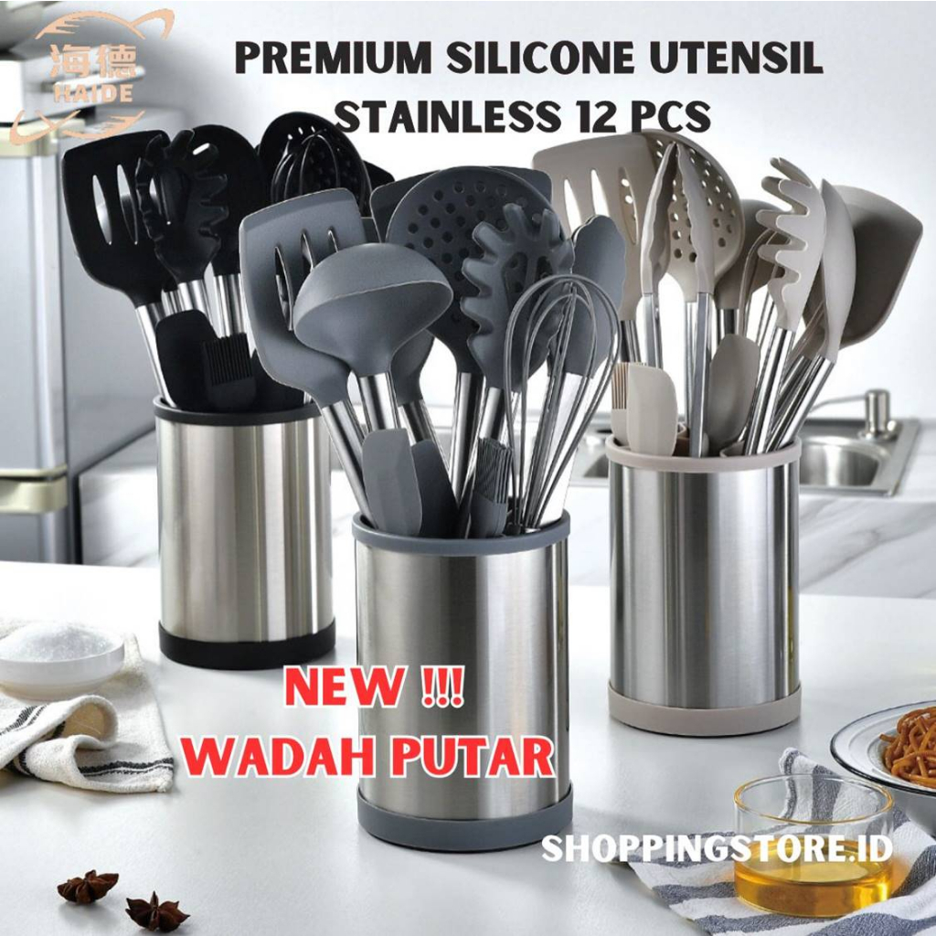 Jual SPATULA PREMIUM Set 12Pcs PUTAR 360/ SUTIL Silikon Alat Masak ...