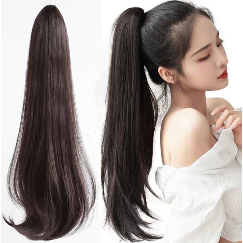 Jual Ponytail Jepit Rambut Palsu Lurus Straight Hair Extension | Shopee ...