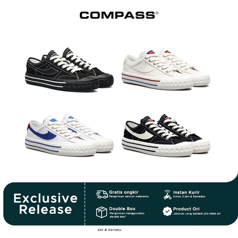 Jual [ORIGINAL] Sepatu Compass Retrograde Low BW / White Blue / Baby ...