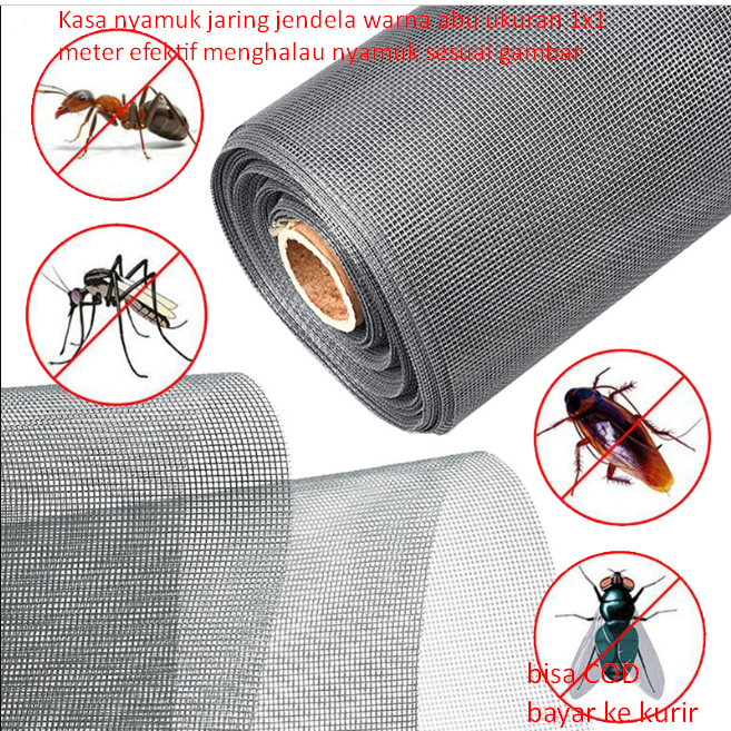 Jual Kasa nyamuk jaring jendela warna abu ukuran 1x1 meter efektif ...