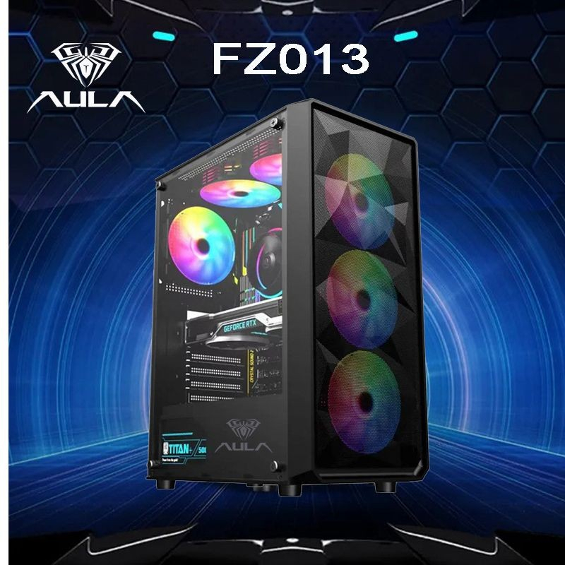 Jual Casing PC Gaming / Komputer Gaming AULA FZ013 include 3 fans RGB ...