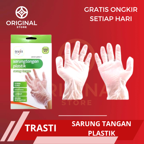 Jual SARUNG TANGAN PLASTIK GLOVES TRASTI ISI 100 PCS | Shopee Indonesia
